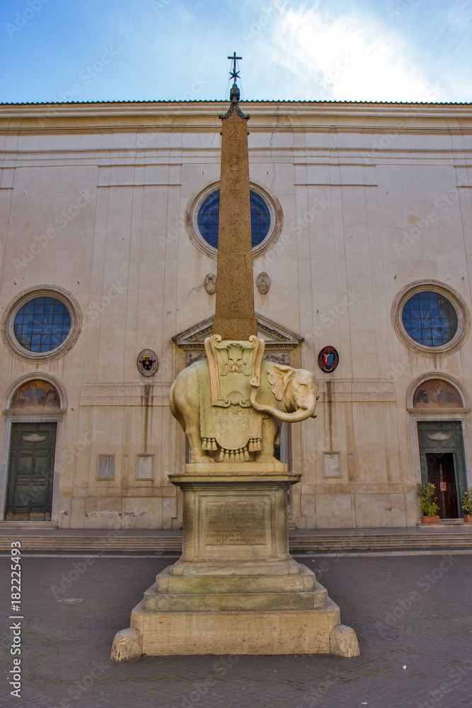 Elephant by Lorenzo Bernini with egyptian obelisk in front of church ...