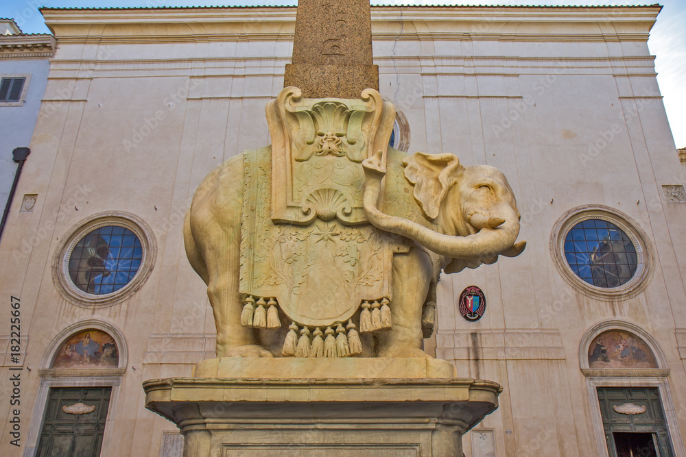 Elephant by Lorenzo Bernini with egyptian obelisk in front of church ...