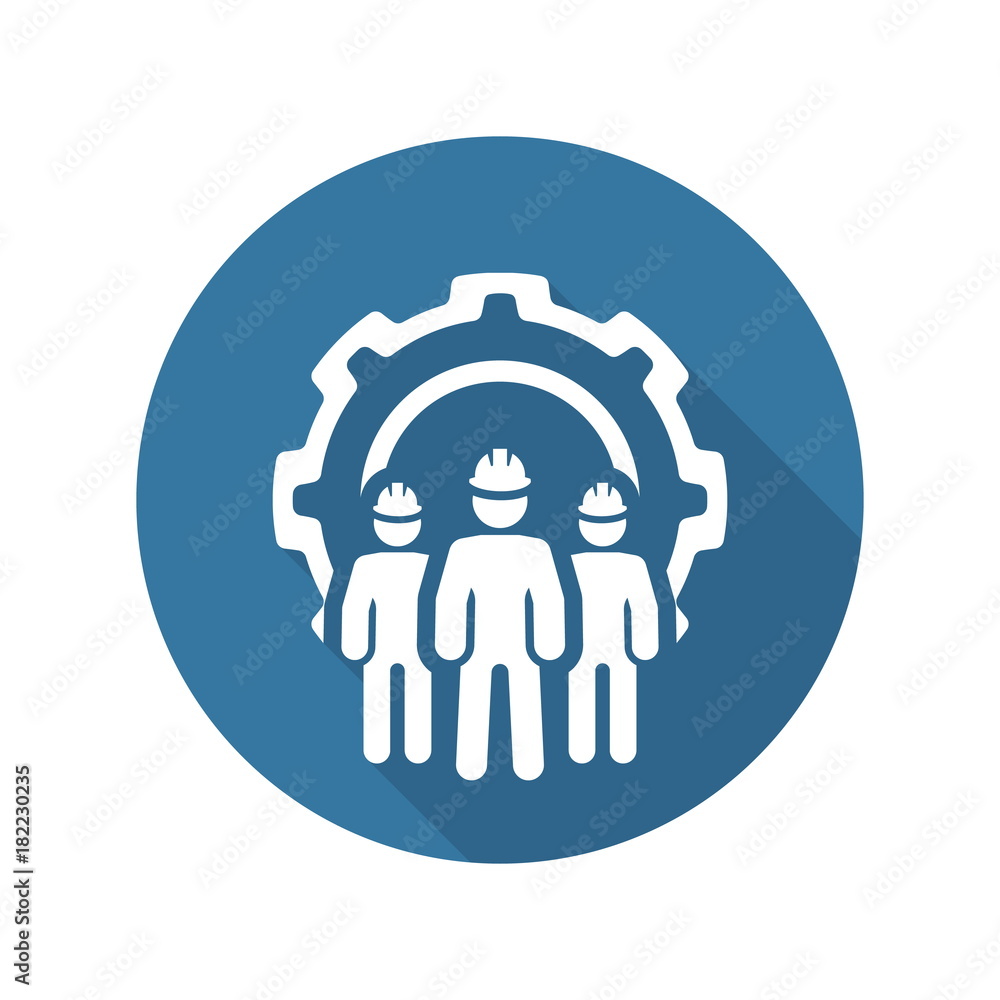 Engineering Team Icon. Three Men and Cog Wheel. Development Symbol ...