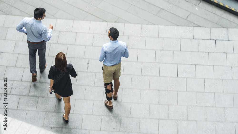 top view aerial of business people walk in pedestrian street Stock ...