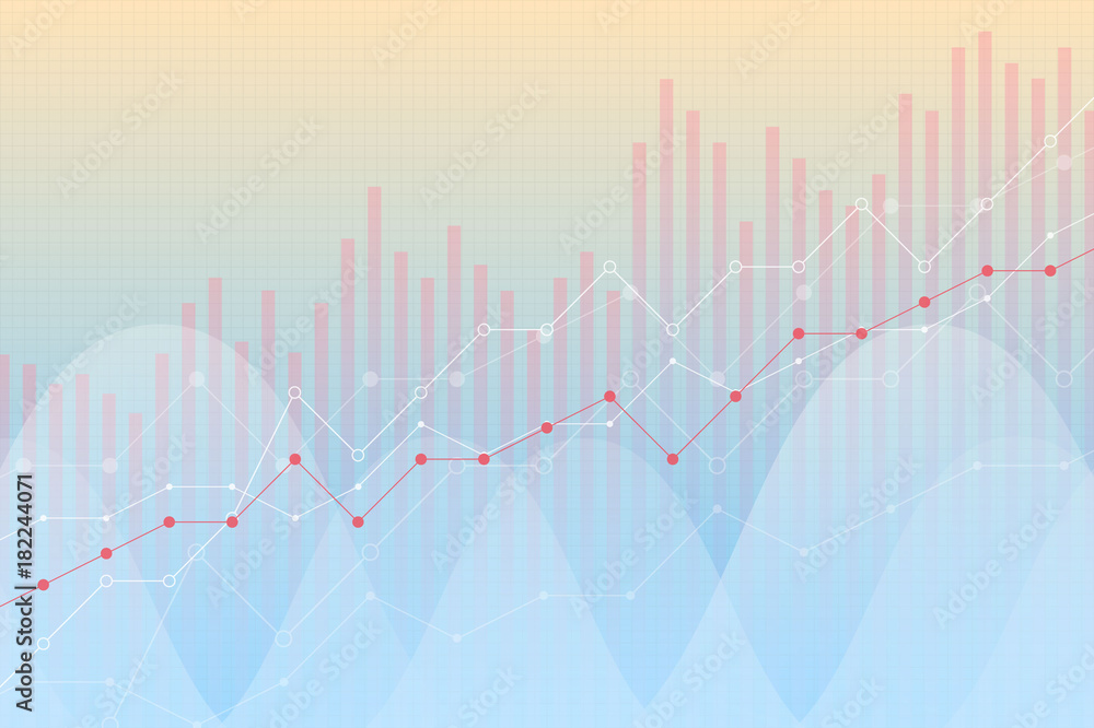 Financial growth, revenue graph, vector illustration. Trend lines ...