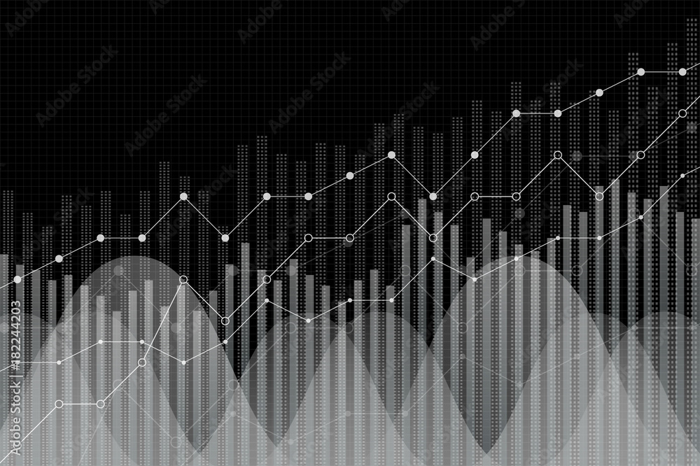 Financial growth, revenue graph, vector illustration. Trend lines ...
