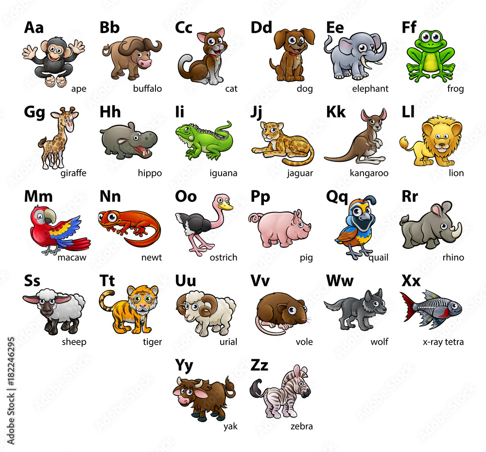 Animal Alphabet Chart Set Stock Vector | Adobe Stock