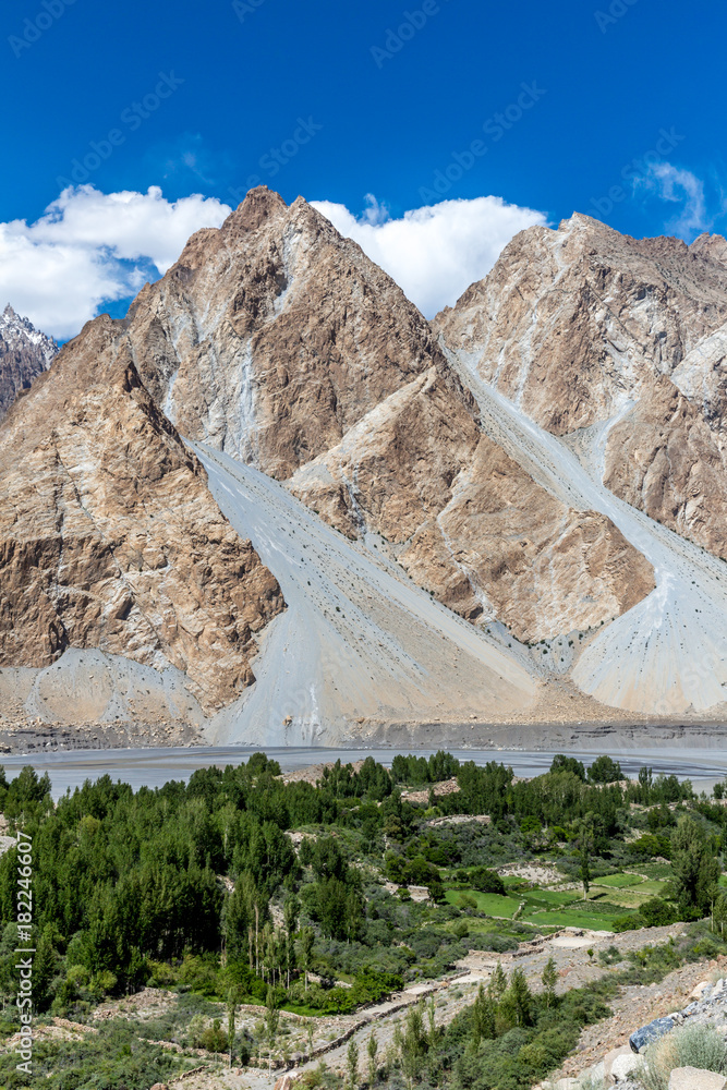 A view of Passu cathedral ridge, north of Gulmit Village in the Upper ...