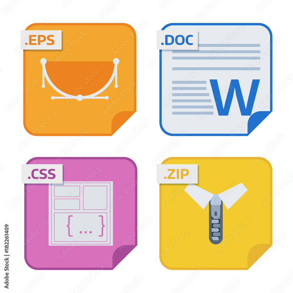 File types and formats labels icon presentation document symbol ...
