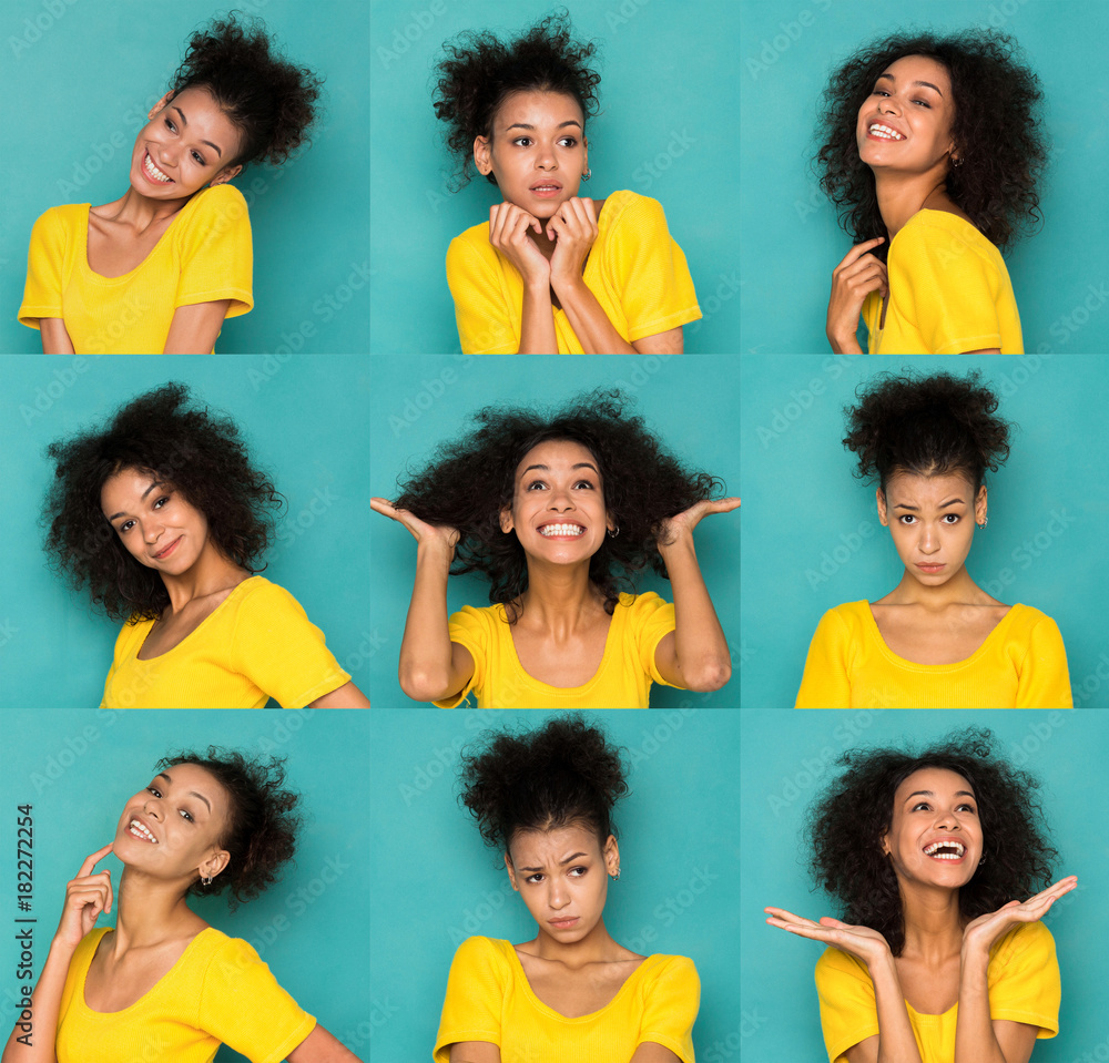 Female different emotions set Stock Photo | Adobe Stock