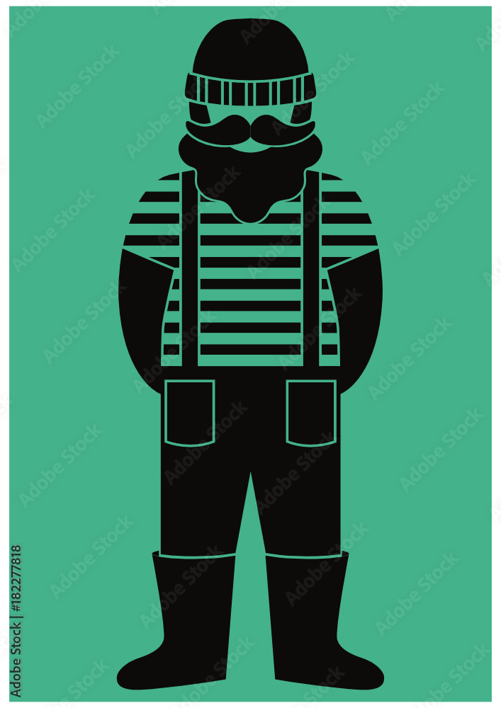 fisherman/sailor man flat icon - a man with a mustache a beard wearing ...