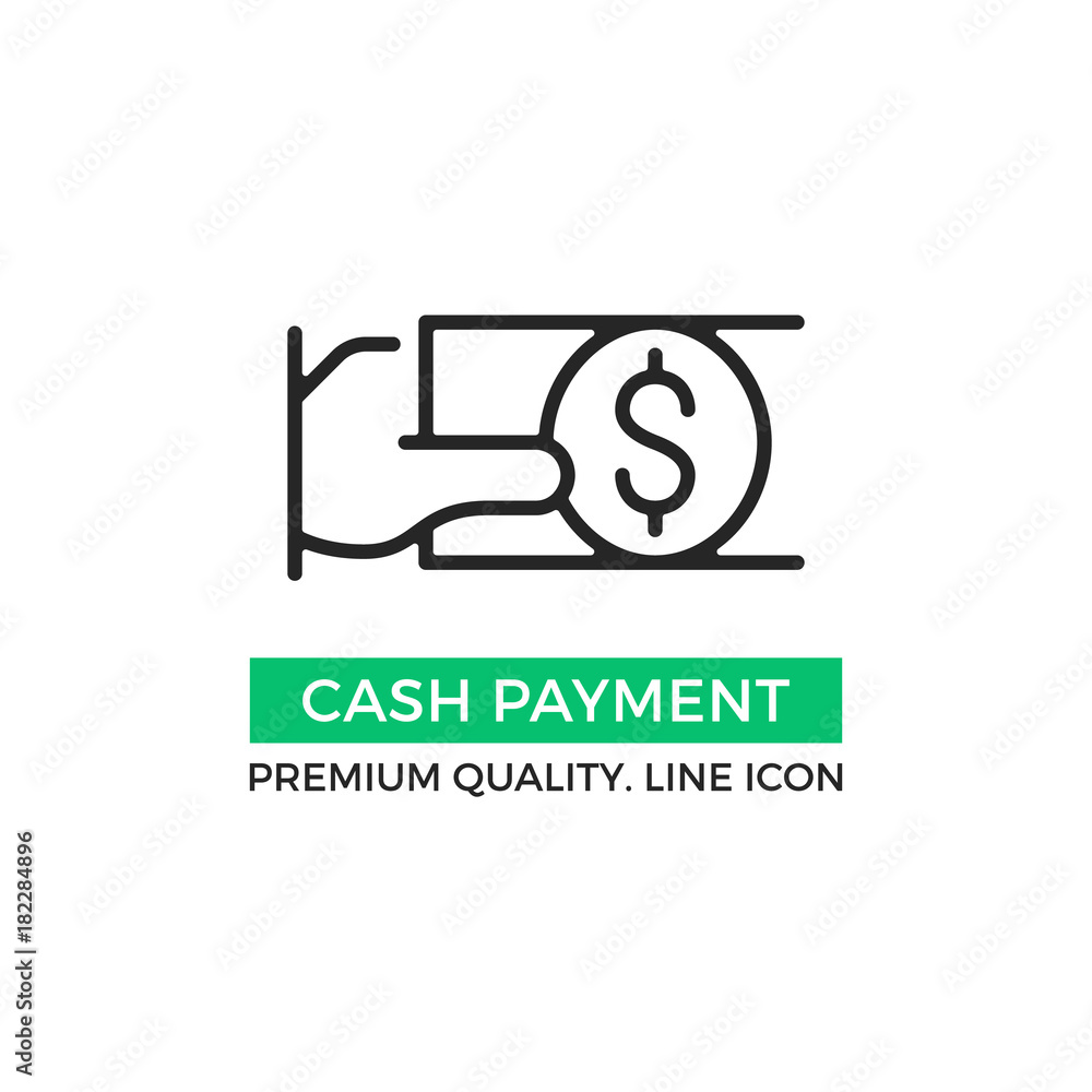 Vector cash payment icon. Hand holding dollar bill. Premium quality ...