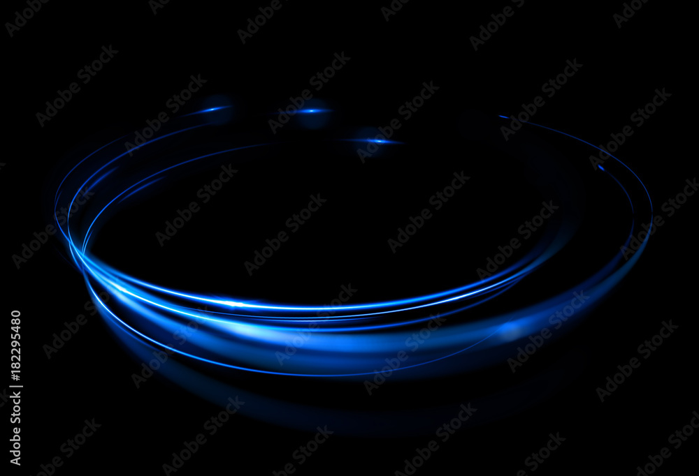 Glow swirl light effect. Circular lens flare. Abstract rotational lines ...