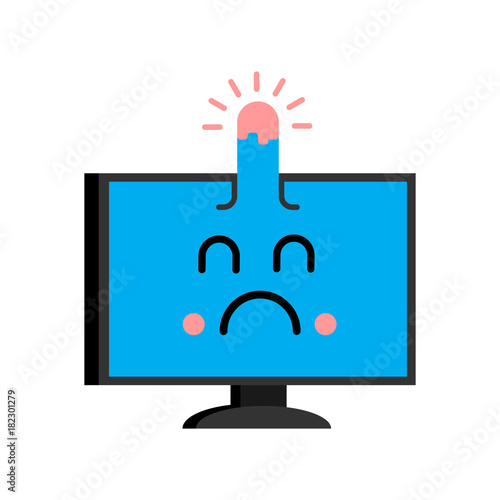 sick computer emotion with bump on head emoji. Sad PC emotion. Vector ...
