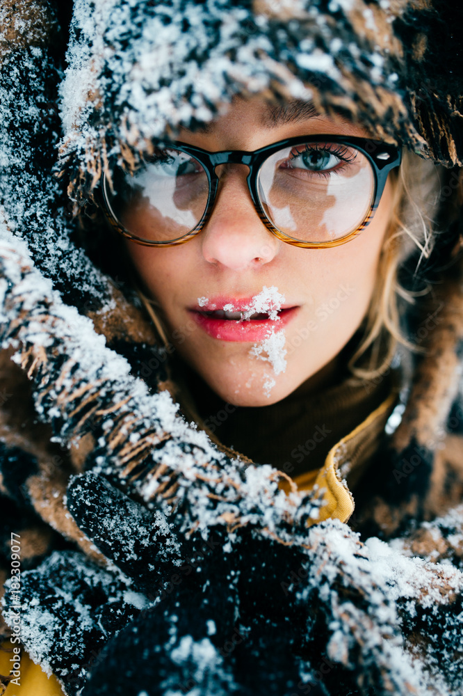 Odd unordinary bizarre kinky unique person. Clseup portrait of ...