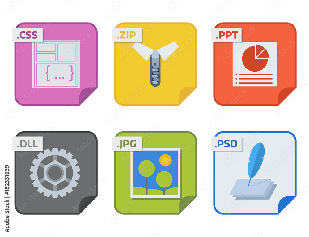 File types and formats labels icon presentation document symbol ...