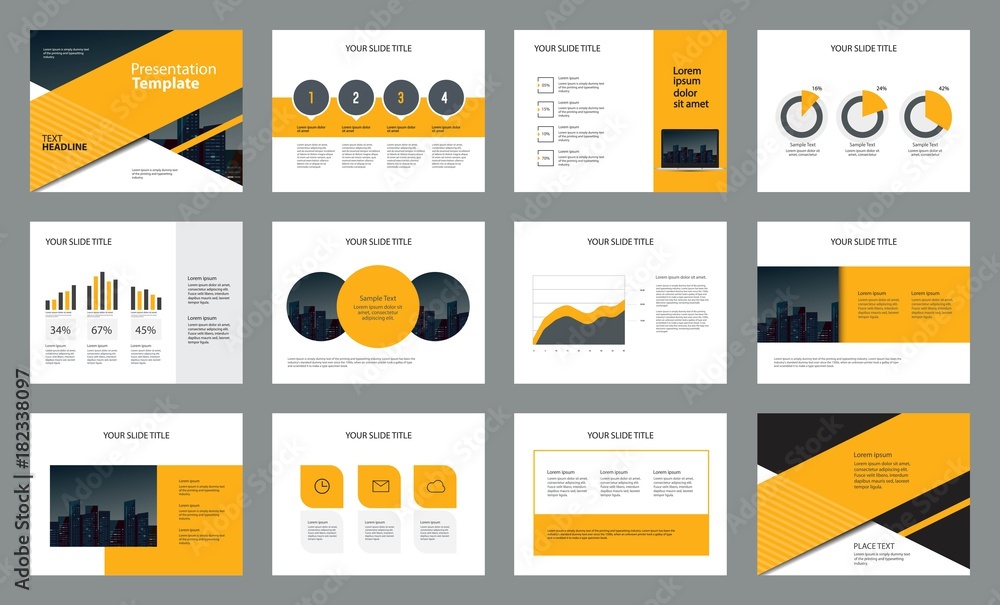 business presentation page layout template design with info graphic ...