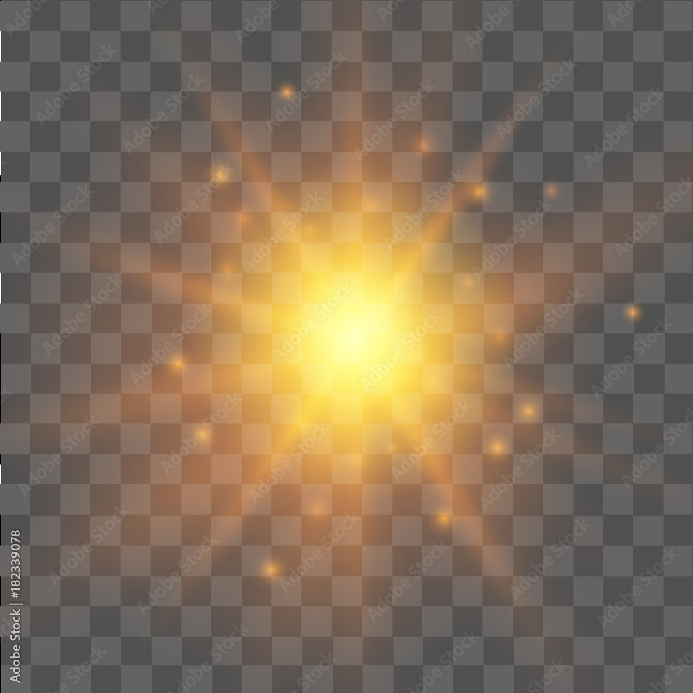Yellow star light effect on transparent background. Glow light effect ...
