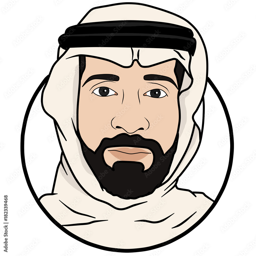 Arab bearded saudi men wearing head cover cartoon illustration Stock ...