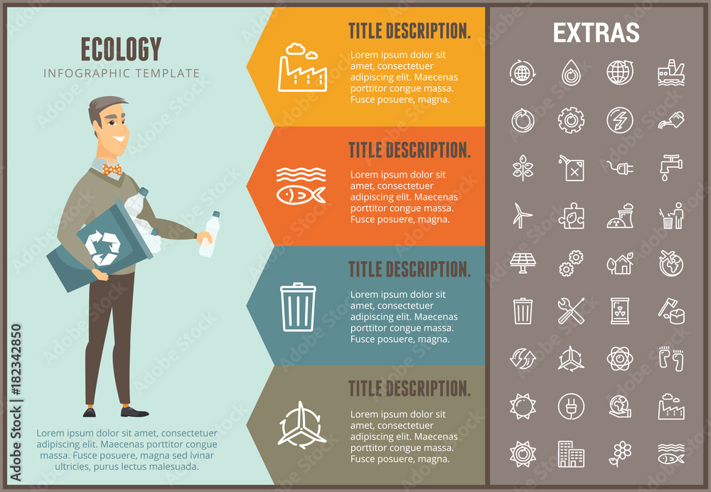 Ecology infographic options template, elements and icons. Infograph ...