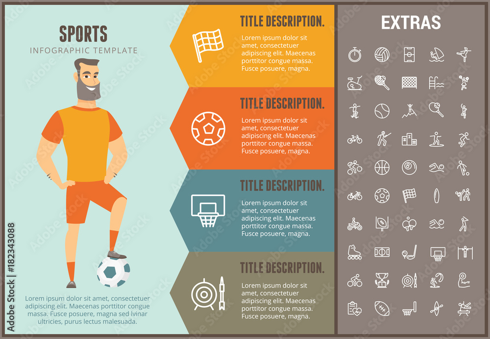 Sports infographic options template, elements and icons. Infograph ...