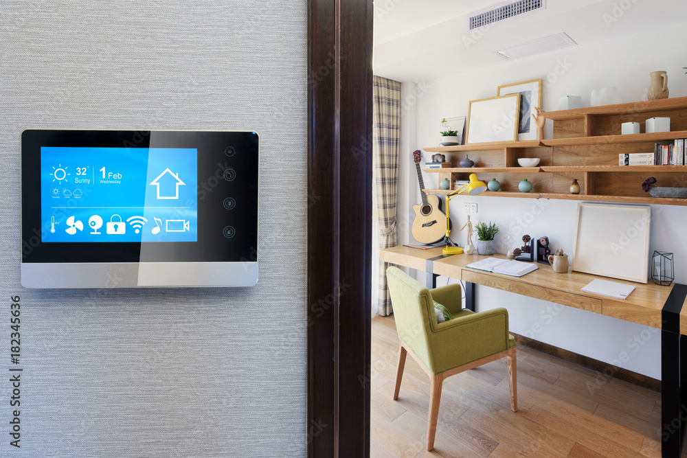 smart screen with smart home with modern study Stock Photo | Adobe Stock