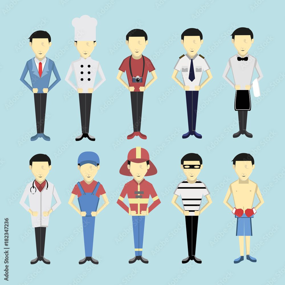 Character Design Vector Male Profession Stock Vector | Adobe Stock