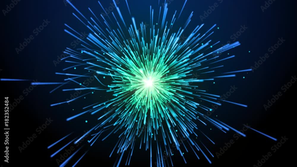 Particle explosion in blue and green color Stock Video | Adobe Stock