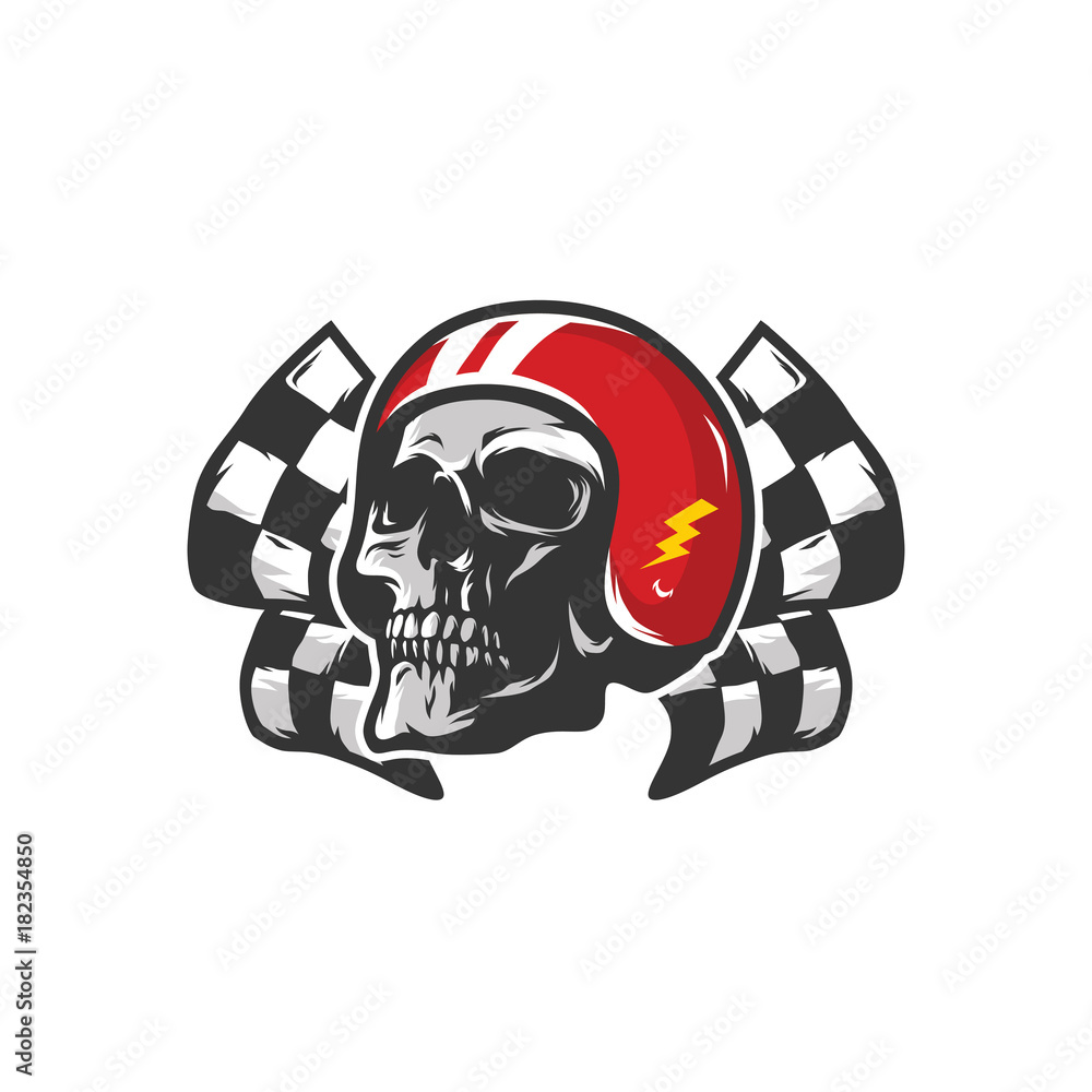 Skull ghost rider head road vector workshop tool logo illustration ...