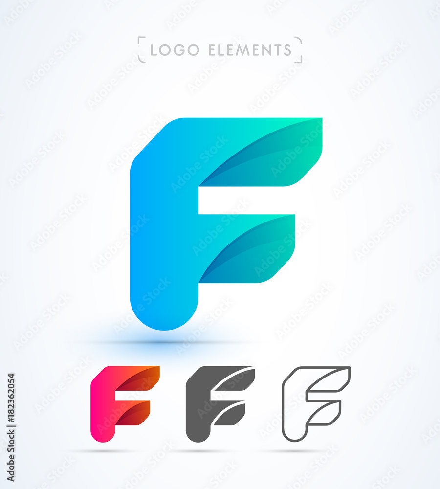 Vector abstract futuristic origami letter F logo design template ...