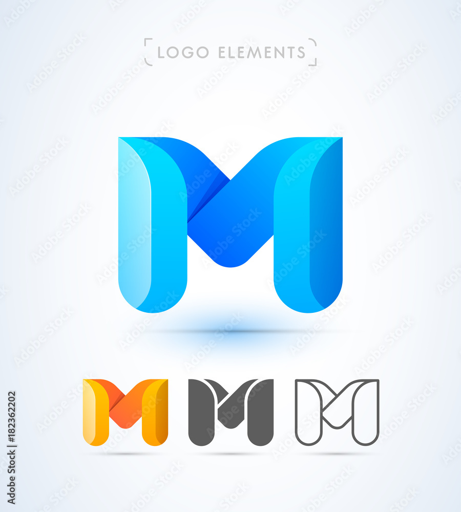 Vector abstract origami letter M logo design template. Material design ...