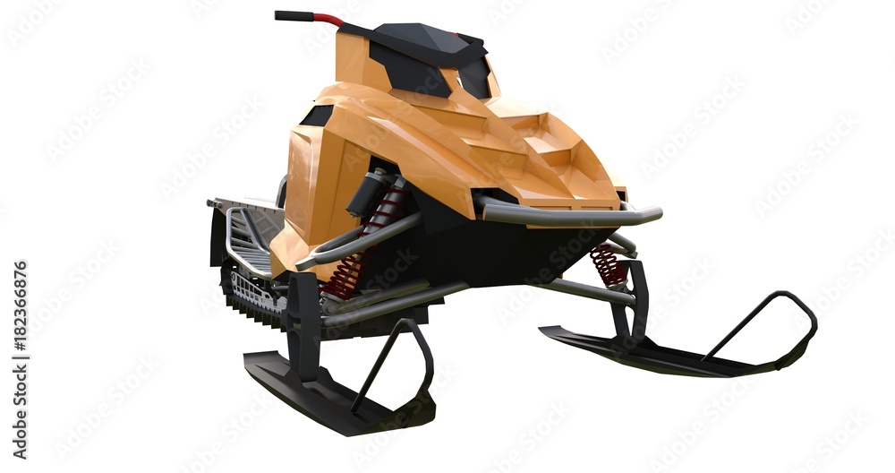 Snowmobile. Types of equipment from different sides. 3d rendering ...