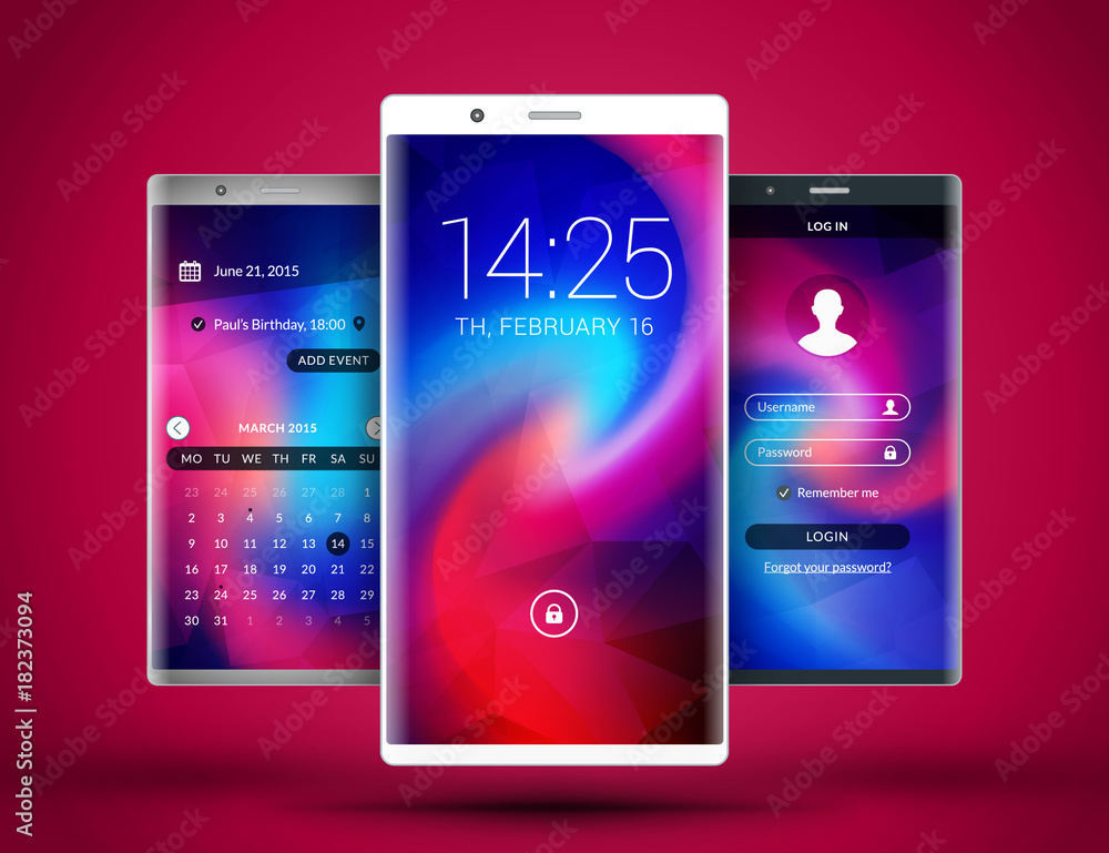 Mobile interface wallpaper design. Abstract vector background. Modern ...