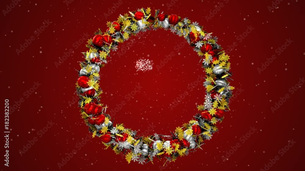 Vidéo Stock christmas garland in the form of a circle, animated on a ...