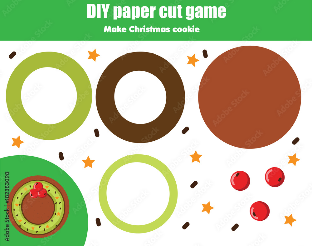 Cut and paste children educational game. Paper cutting activity. Make a ...