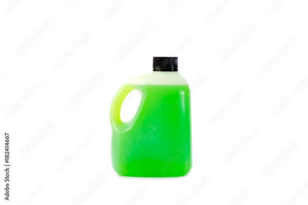 Green juice in plastic bottle on white background, Used for liquid ...