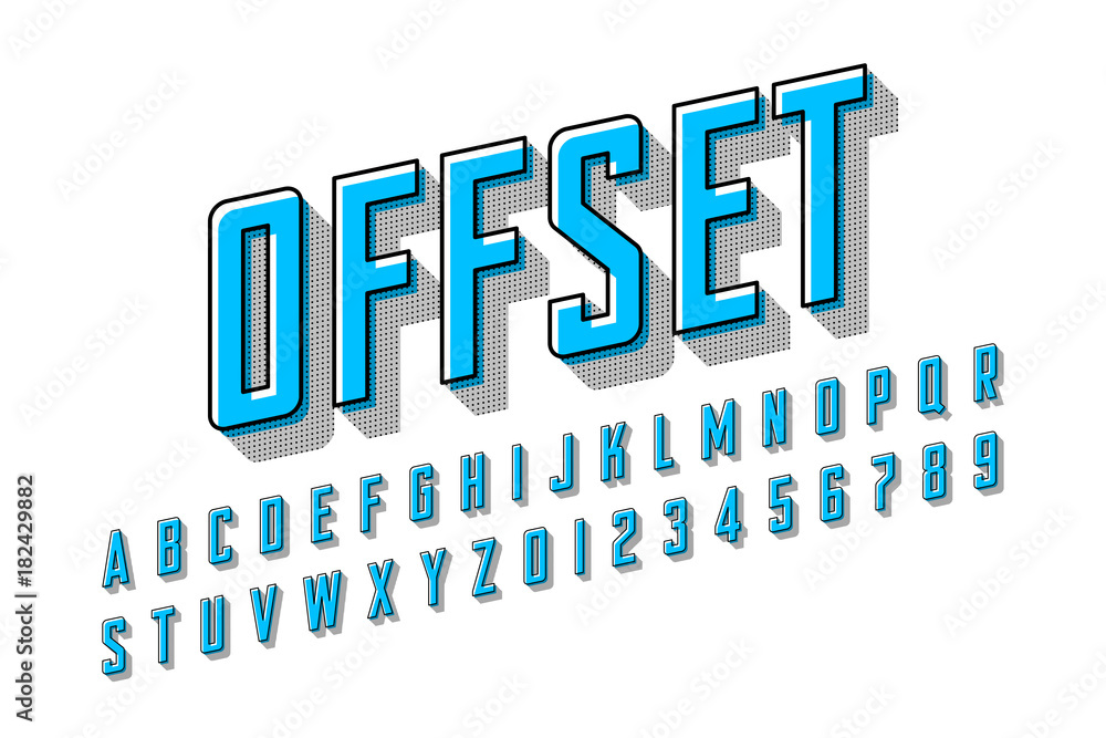 Offset printing style modern font Stock Vector | Adobe Stock
