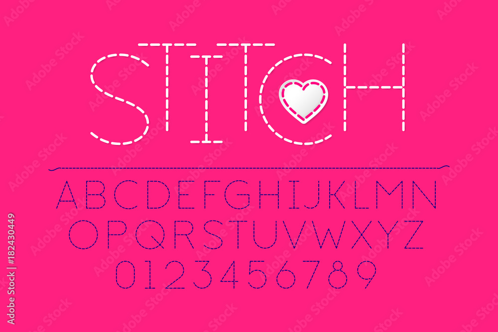 Stitched font, alphabet vector illustration Stock Vector | Adobe Stock