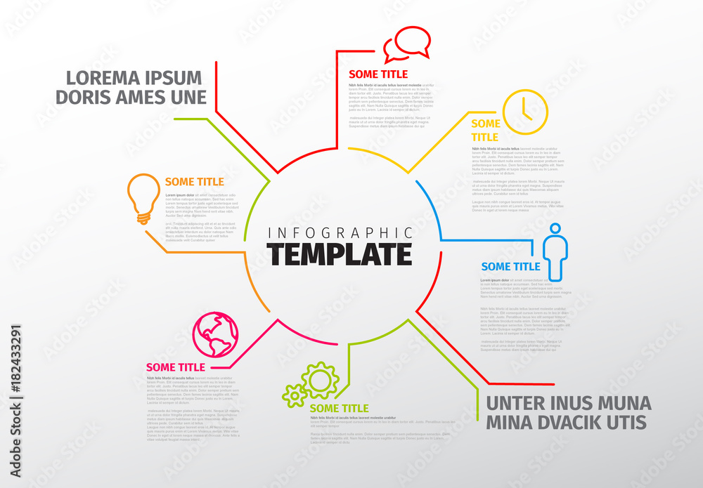 Colorful Outlined Circular Infographic Layout Stock Template | Adobe Stock