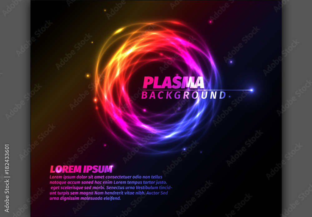 Glowing Plasma Effect Text and Background Layout Stock Template | Adobe ...