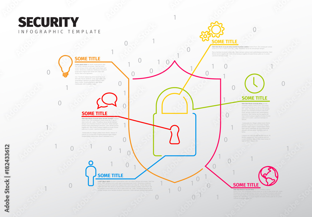 Infographic Layout with Security Shield and Lock Element Stock Template ...