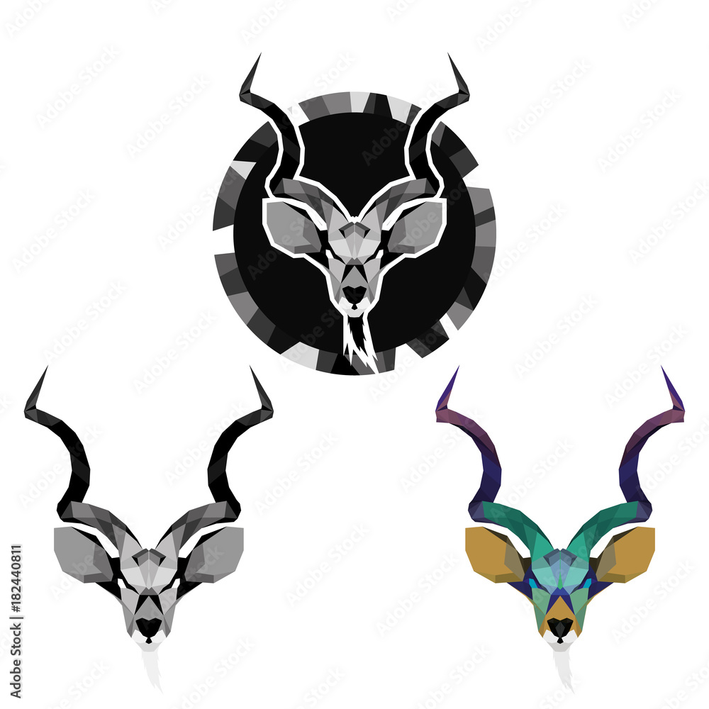 Geometric head kudu (antilope) ilustración de Stock | Adobe Stock