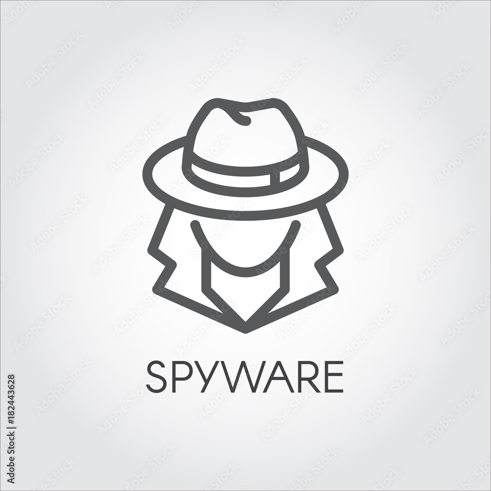 Spyware icon in outline design. Abstract figure of mysterious man ...