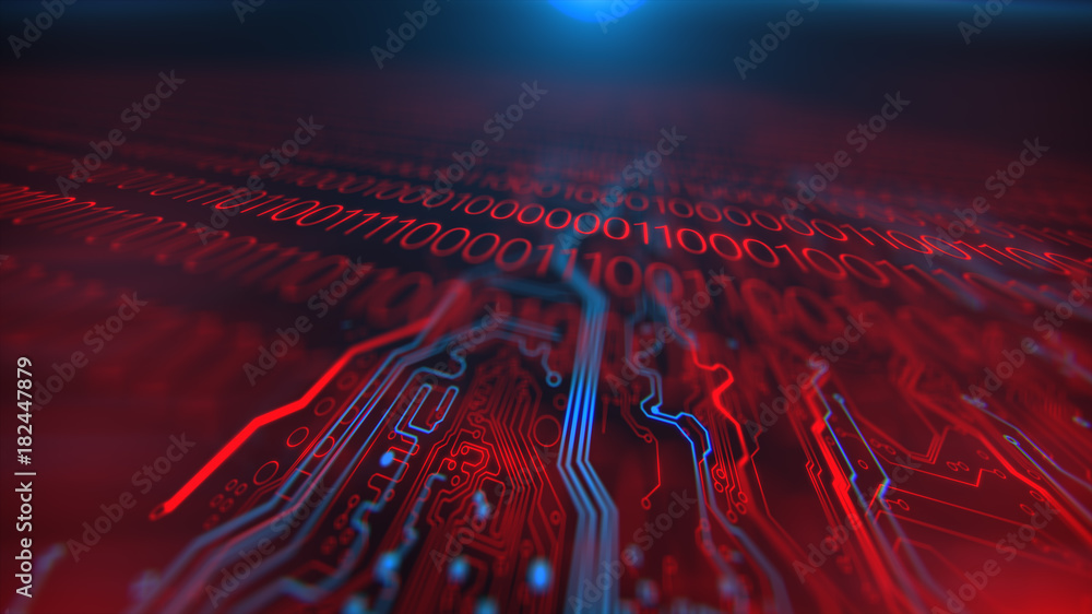 Technology background. Circuit board futuristic server code processing ...