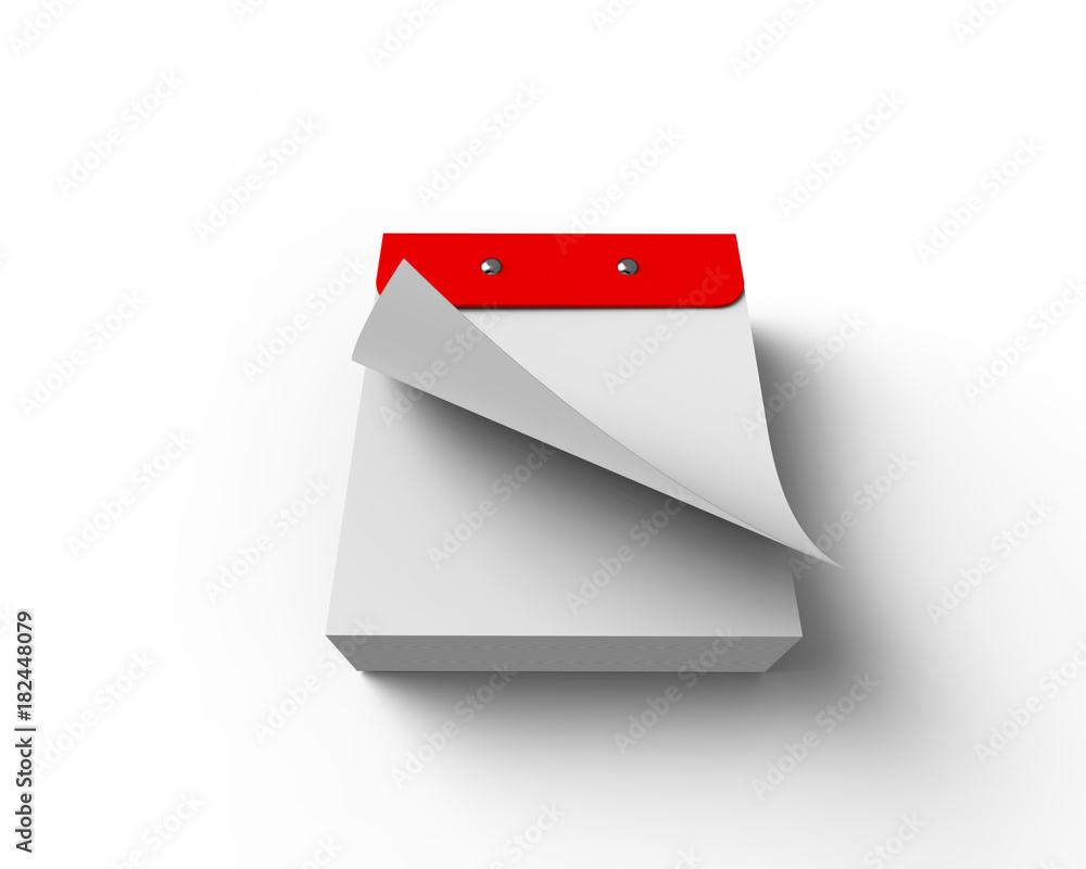 3D illustration, 3D rendering tear-off calendar on a white background ...