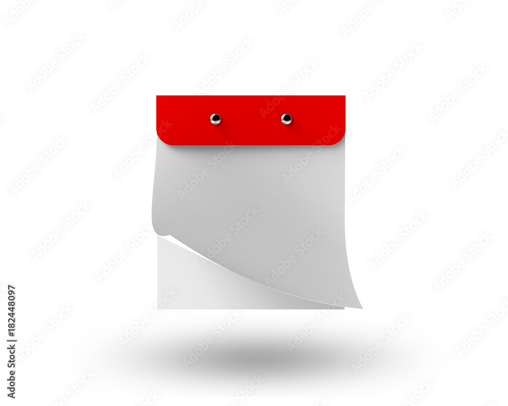 3D illustration, 3D rendering tear-off calendar on a white background ...