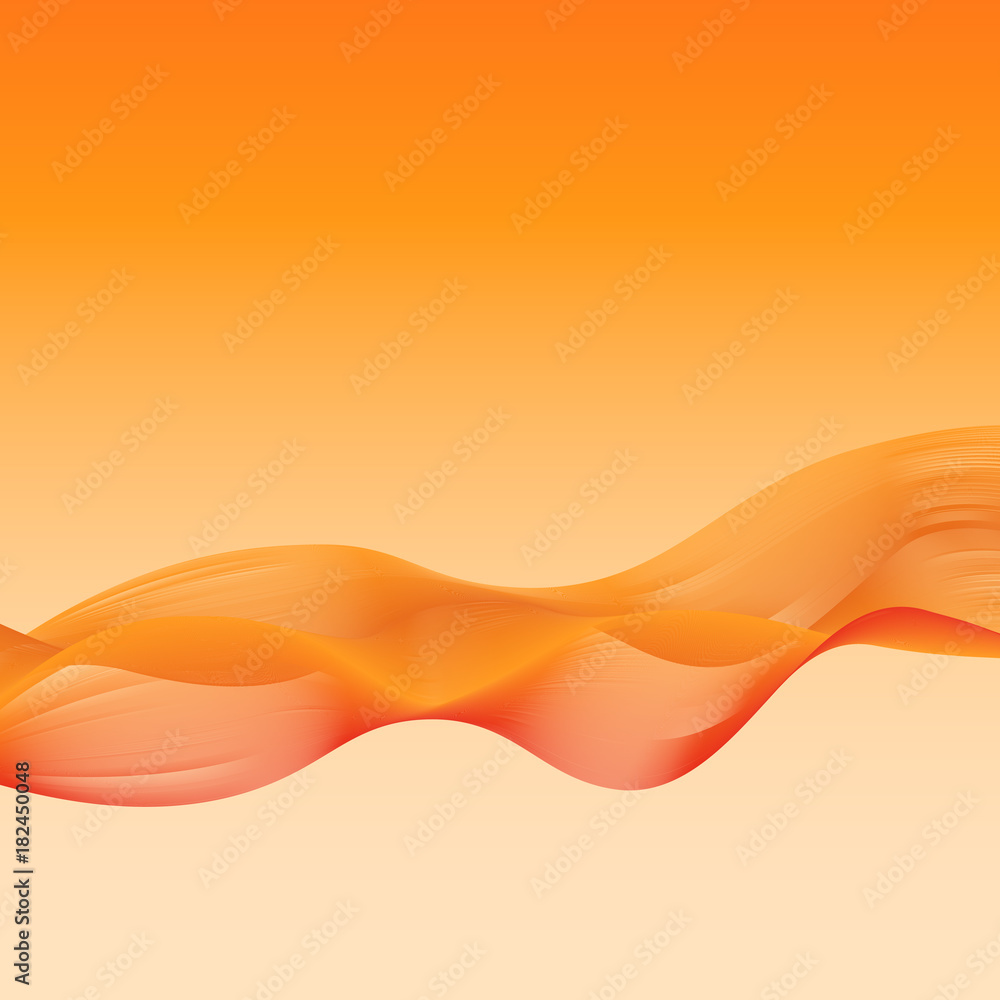 Waves pattern vector with ombre orange background abstract design ...