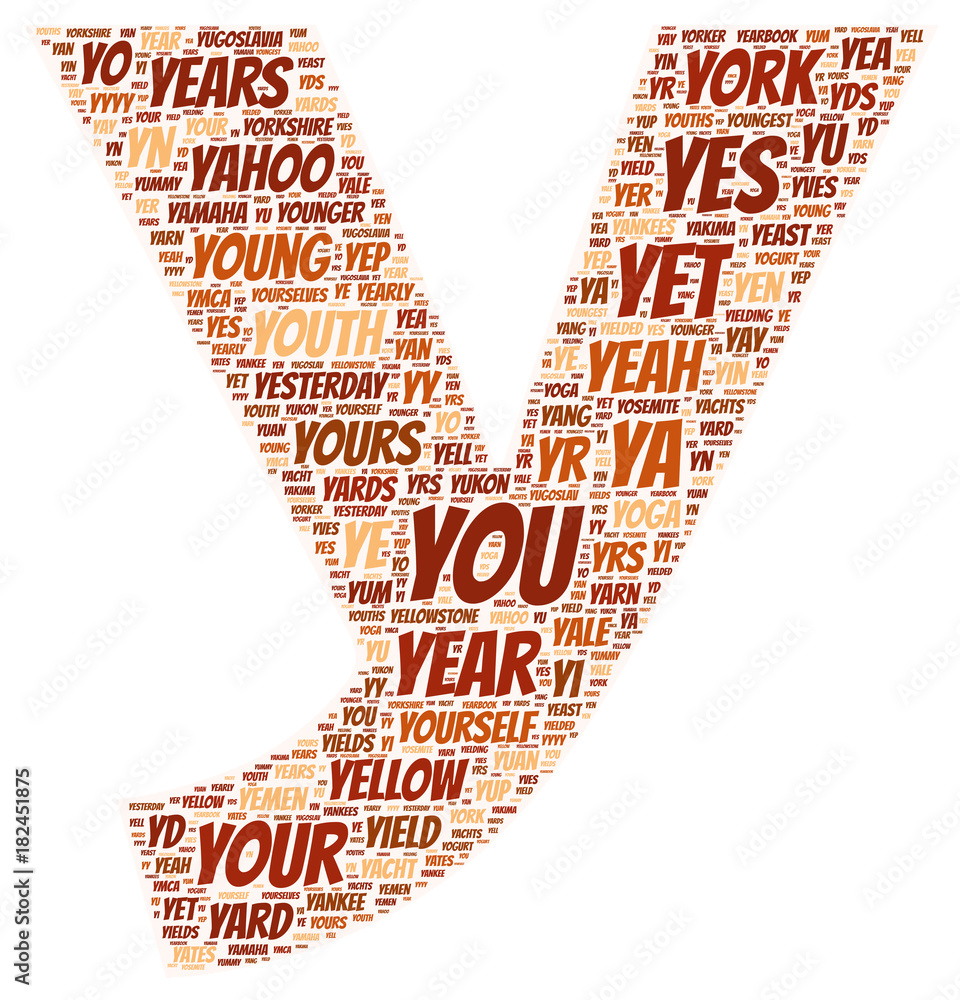 Word Cloud English Words beginning with Y Stock Illustration | Adobe Stock