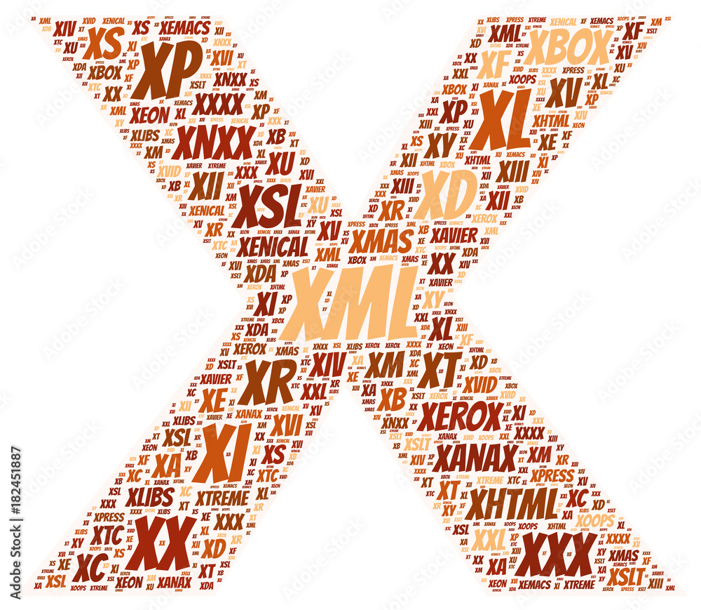 Word Cloud English Words beginning with X Stock Illustration | Adobe Stock