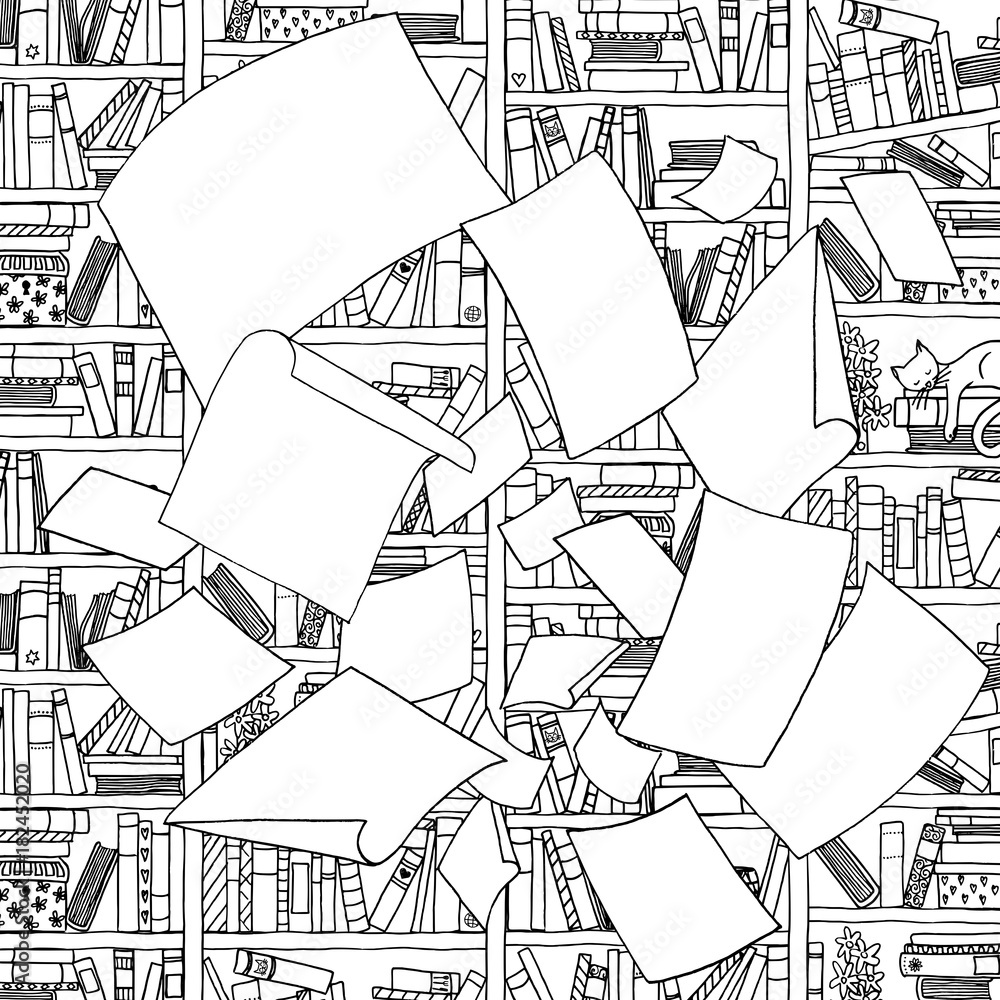 Illustration of empty papers, flying through the air in front of an ...