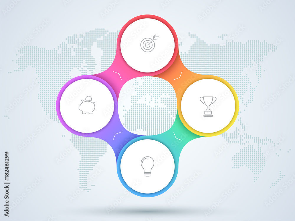 Infographic 4 Point Business Diagram With World Map Stock Vector ...