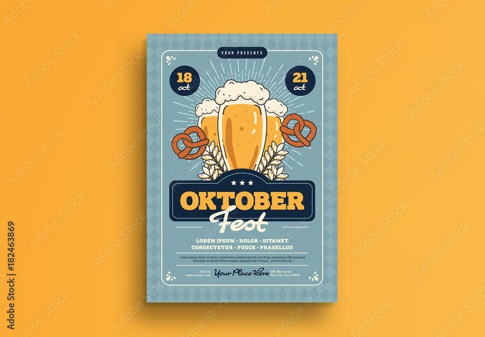 Illustrated Octoberfest Flyer Layout Stock Template | Adobe Stock