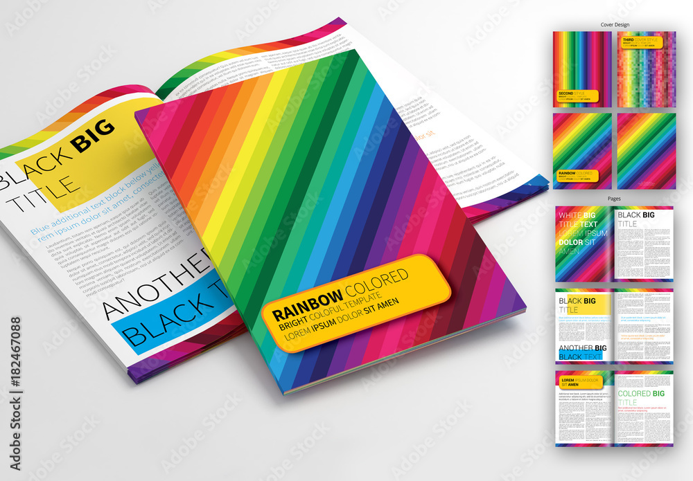 Colorful Rainbow Stripe Brochure Layout Stock Template | Adobe Stock