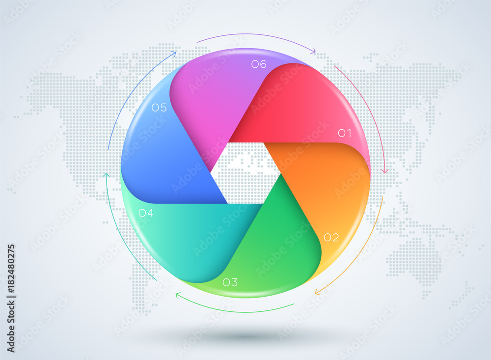 Infographic 3d 6 Stage Business Workflow Diagram Stock Vector | Adobe Stock